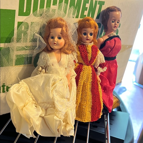 Other | Vintage Doll Trio With Wedding And Evening Dresses | Poshmark